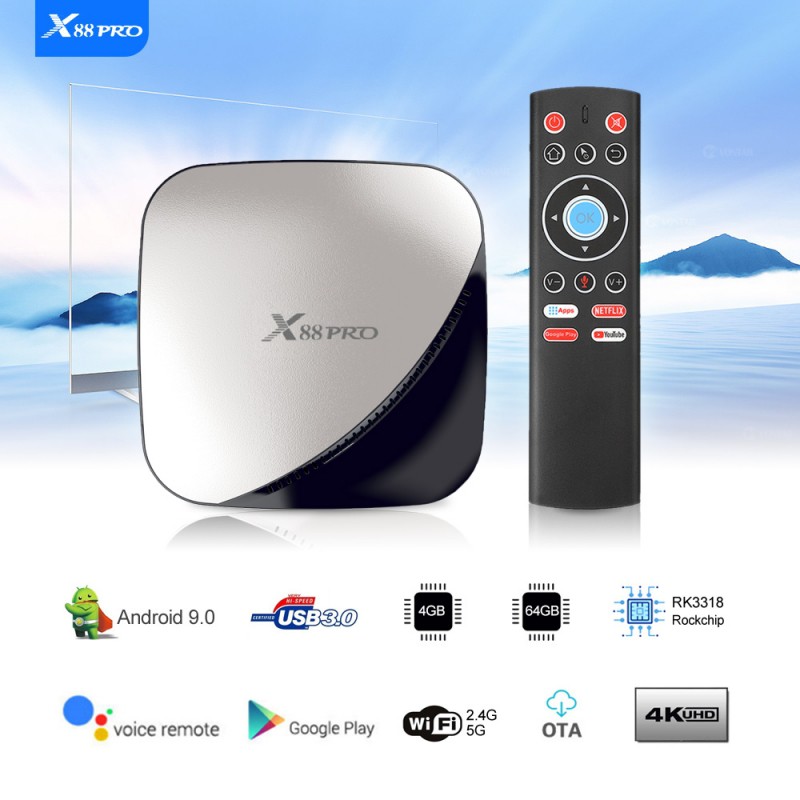 X88 Pro Android 9.0 TV Box Rockchip RK3318 4 Core 2.4G&5G Wifi 4K HDR ...