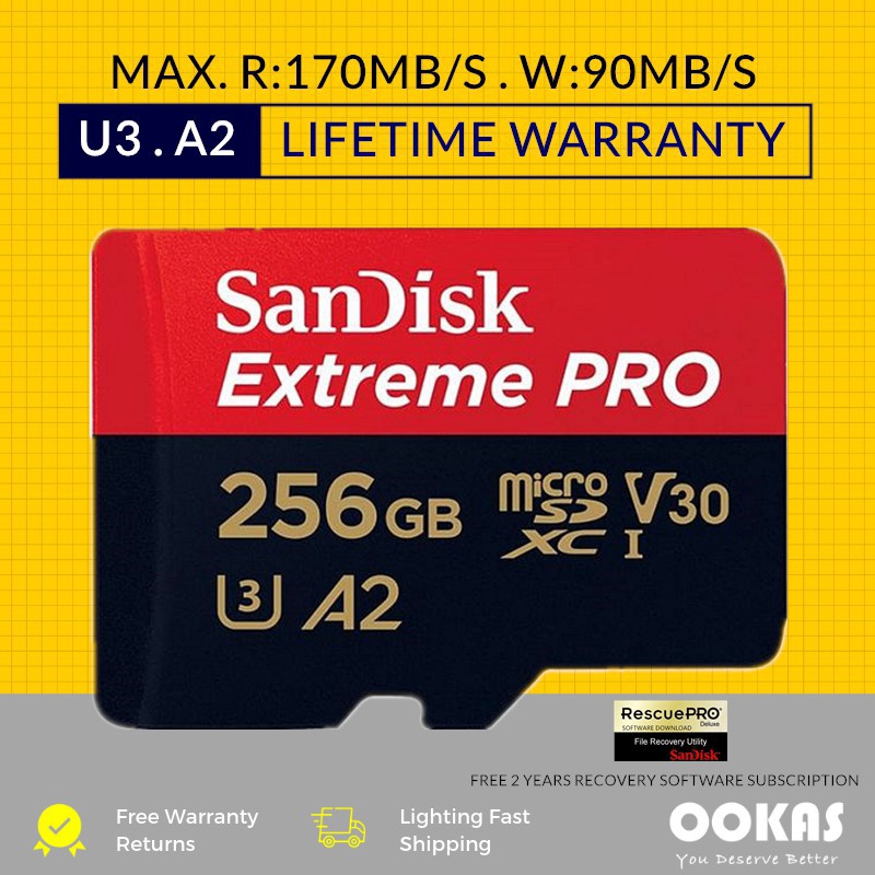 ぬ Extreme Pro A2 Max.170MB/s Micro SD 32GB/64GB/128GB/256GB Memory Card | Shopee Thailand