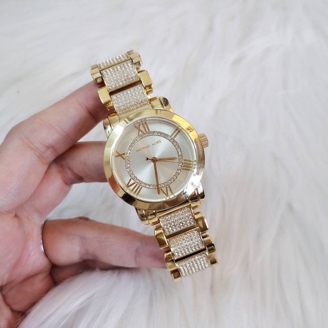 MICHAEL KORS Ritz Chronograph Rose Gold-tone Dial Steel Ladies Watch ...