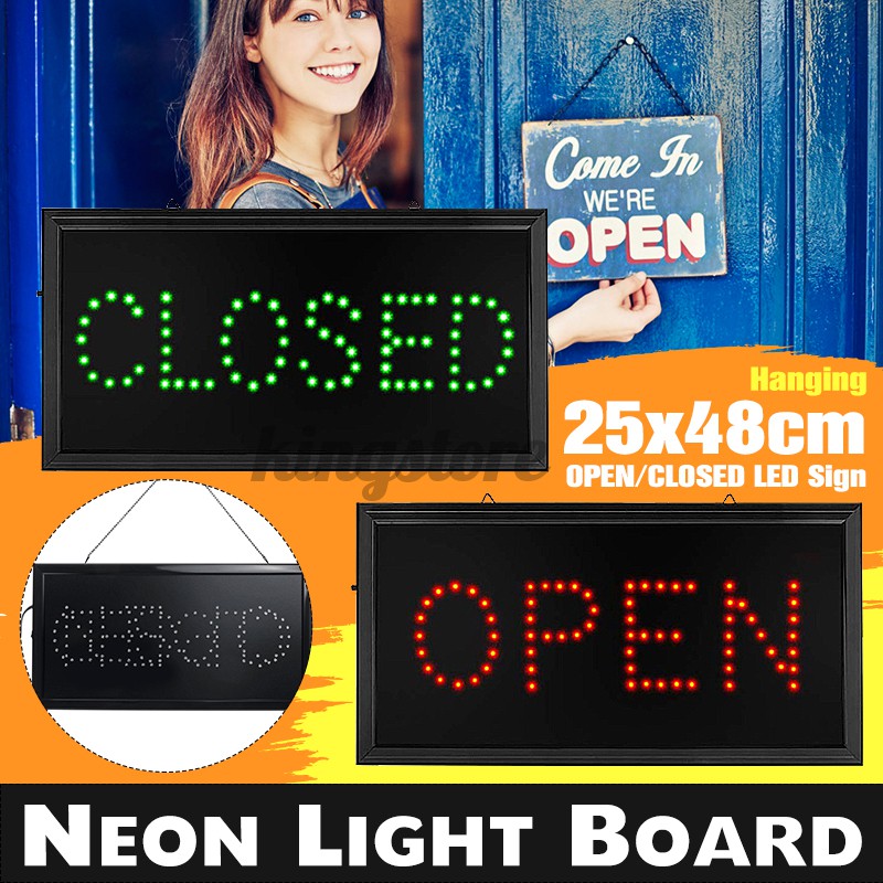 Flashing LED Neon Light Business Sign OPEN CLOSE 2 in 1 Display Cafe ...