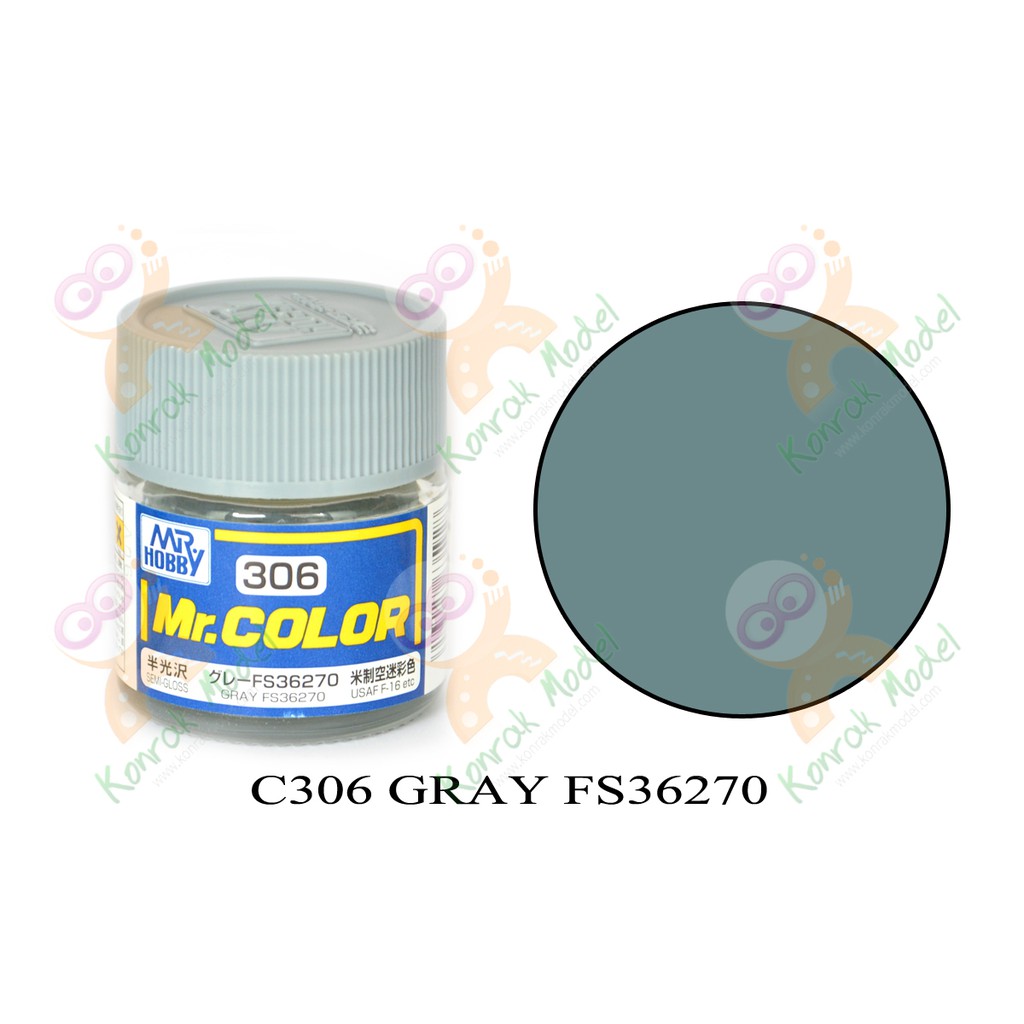 สีสูตรทินเนอร์ Mr.color C306 Gray FS-36270(Mediym Gray) Semi-Gloss 10ml ...