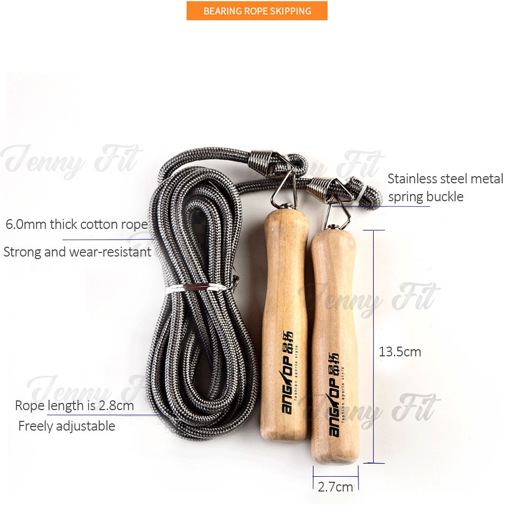 【Burn Calories Set】Jump Rope with Spring Loaded Wooden Handles Jumping ...