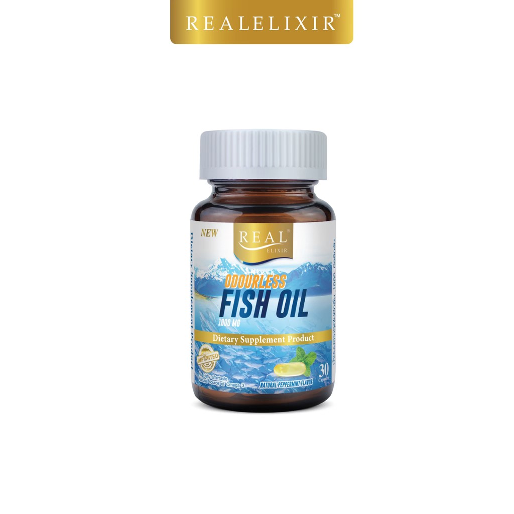 Real Elixir odourless fish oil กลิ่นเปปเปอร์มิ้นต์ (30 เม็ด ...