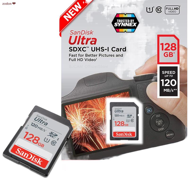 จุดประเทศไทยSanDisk Ultra SD Card SDXC UHS-I Memory 128GB 120MBs C10 U1 Full HD (SDSDUN4-128G ...