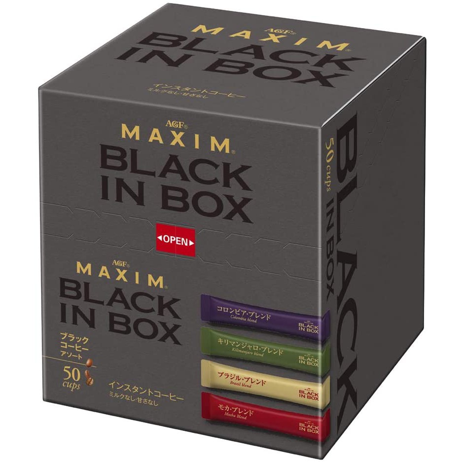 AGF Maxim Black in Box กาแฟดำ Maxim กล่องละ 50 ซอง 1กล่องมี 4 รสชาติ ...