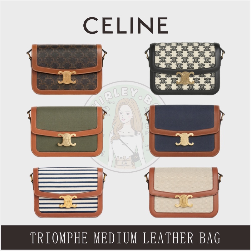 CELINE 100% Authentic Brand New TRIOMPHE medium fabric and calfskin bag ...