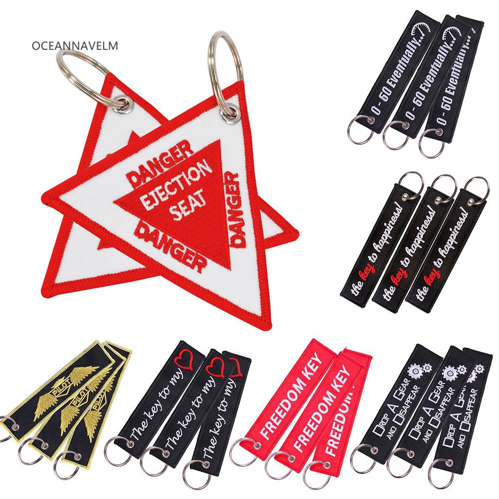 OA Letters Print Embroidery Tag Car Keychain Key Ring Holder Pendant ...