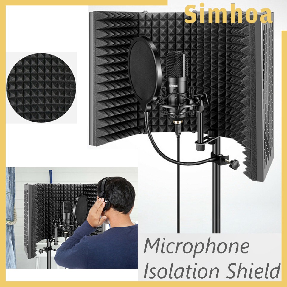 [SIMHOA] 5 Panel Microphone Isolation Shield Vocal Booth for Recording ...
