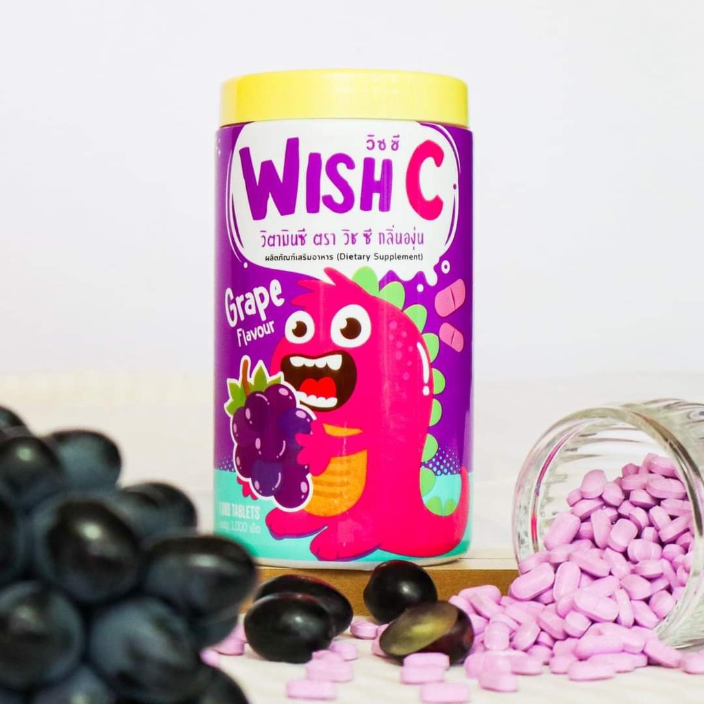 Vitamin C วิตามินซีเม็ดเด็ก Wish C Grape กลิ่นองุ่น อาหารเสริมเด็ก ...