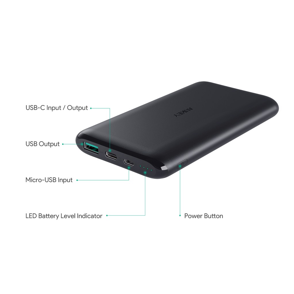 AUKEY PB-XN10 พาวเวอร์แบงชาร์จเร็ว Ultra Slim ขนาด 10000 mAh ด้วย ...