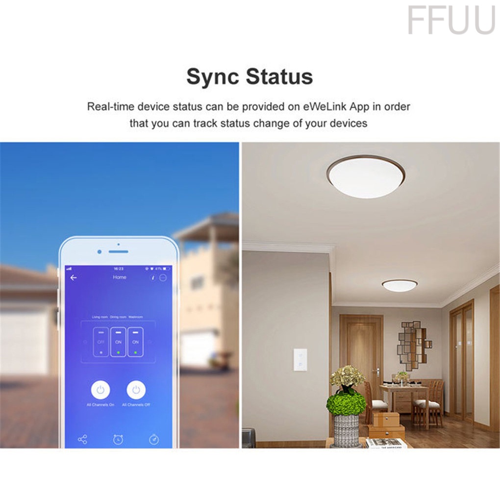 [ffuu]US Panel Switch Smart WiFi Touch Wall Light Switch PC Phone App ...
