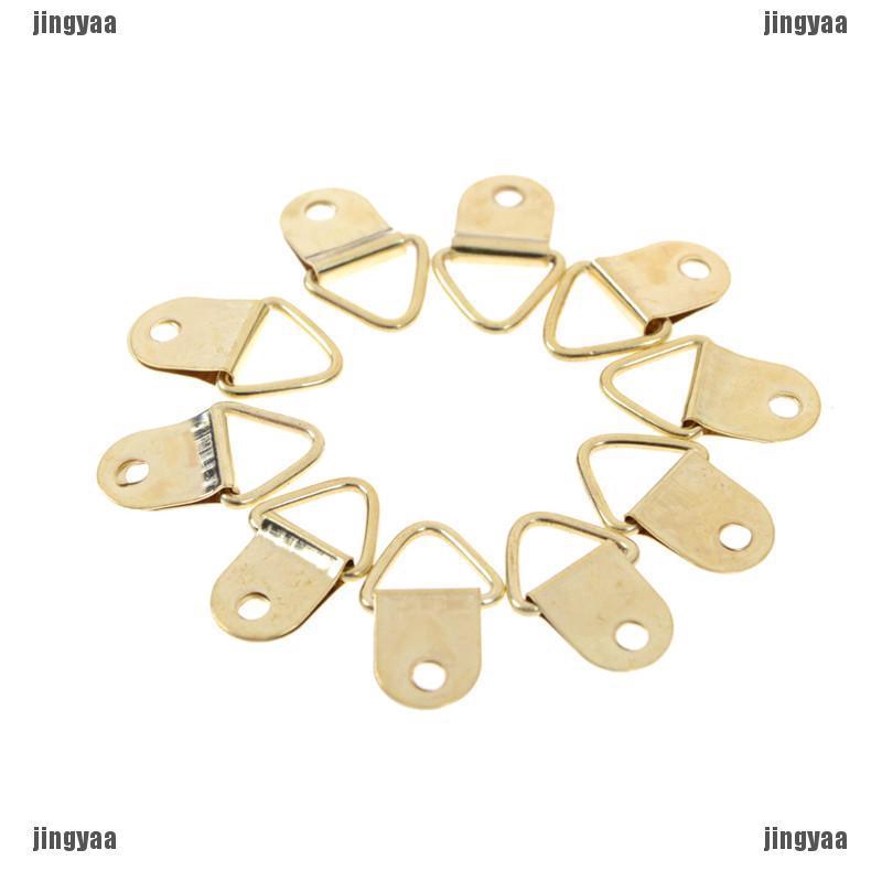 YS 20Pcs D Ring Hooks Golden Brass Triangle Photo Picture Frame Wall ...