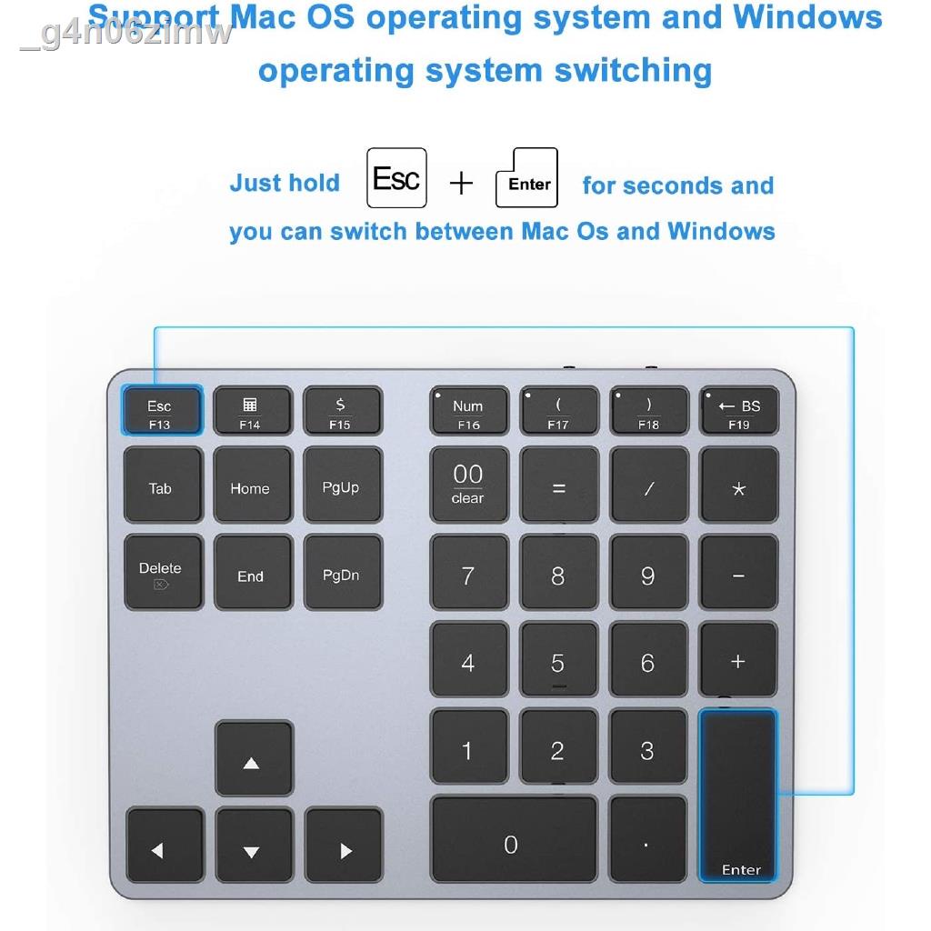 35 - Keys Aluminum Wireless Numeric Keypad Dual System Rechargeable ...
