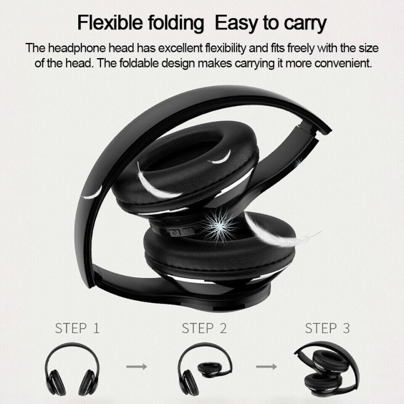 LED Colorful Wireless BT Headphones Headset Foldable Stereo Bass Sound ...