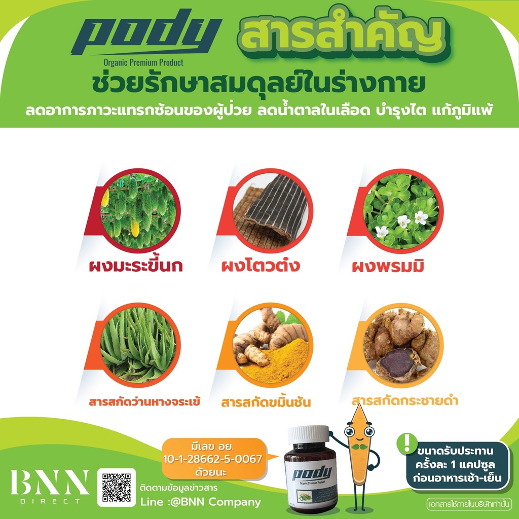 Pody (โพดี้) อาหารเสริม ตำรับโบราณ กระชายขาว เสริมภูมิคุ้มกัน บำรุงปอด ...