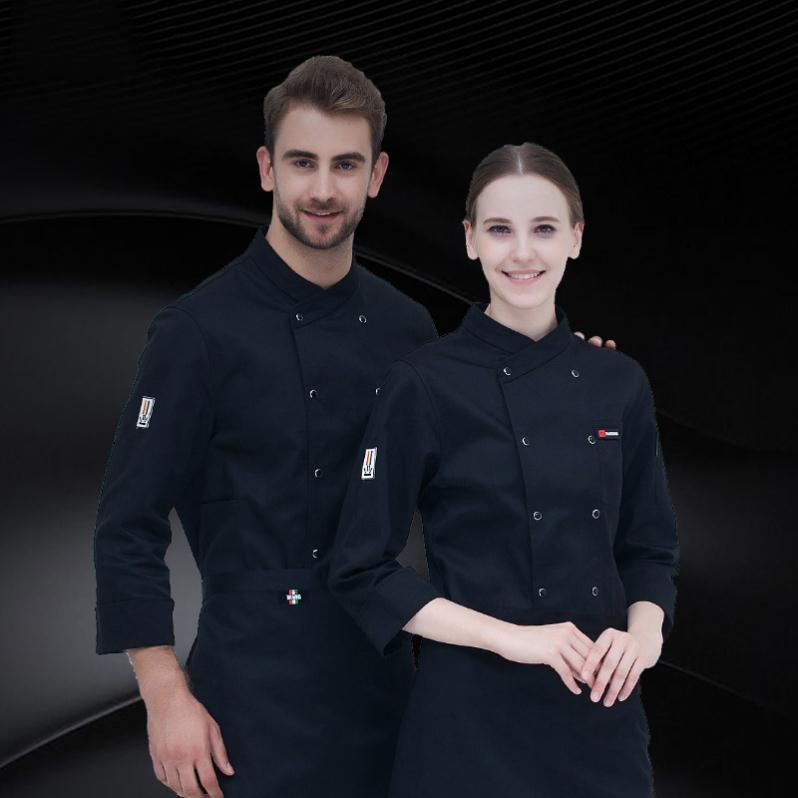 Chef Workwear Mens Long-Sleeved Autumn Winter Hotel Restaurant Kitchen ...