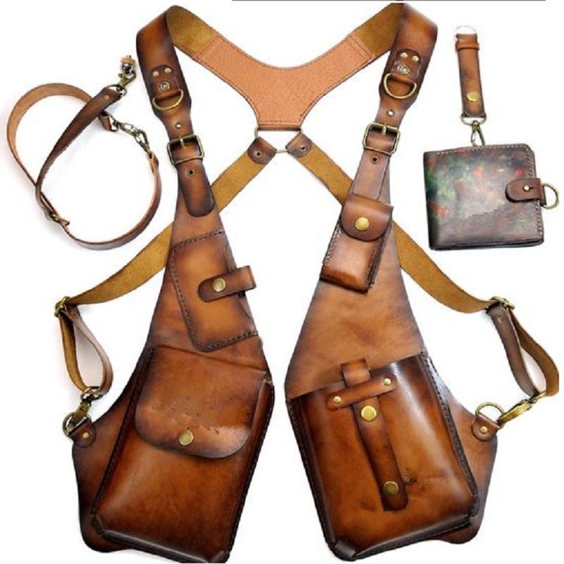Medieval Vintage Double Pocket Vest Bag Shoulder Chest Harness Belt ...