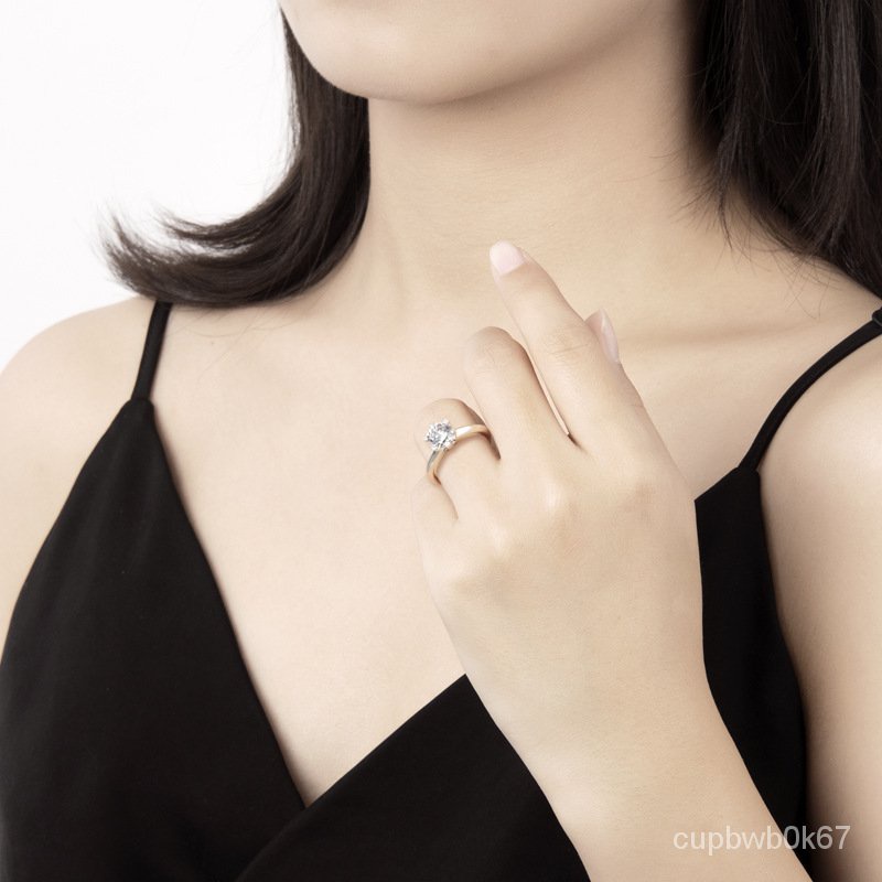 S925 Sterling Silver Real Moissanite Ring 6 Claw Round Hearts and Arrows With GRA Certification ...