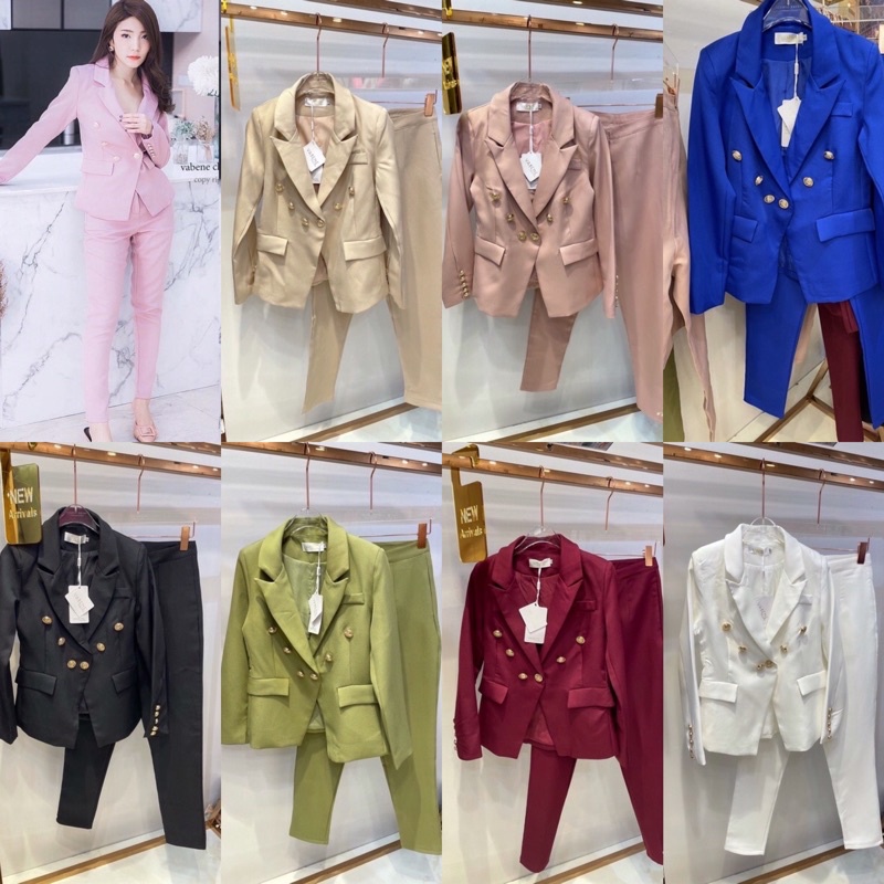 M10 S-XL มี7สี Set ชุดเซ็ต เซต2ชิ้น เซตสูทขายาว เซตสูทผู้หญิง เซตสูทแฟชั่น ชุดเข้าเซต ชุดออกงาน ...