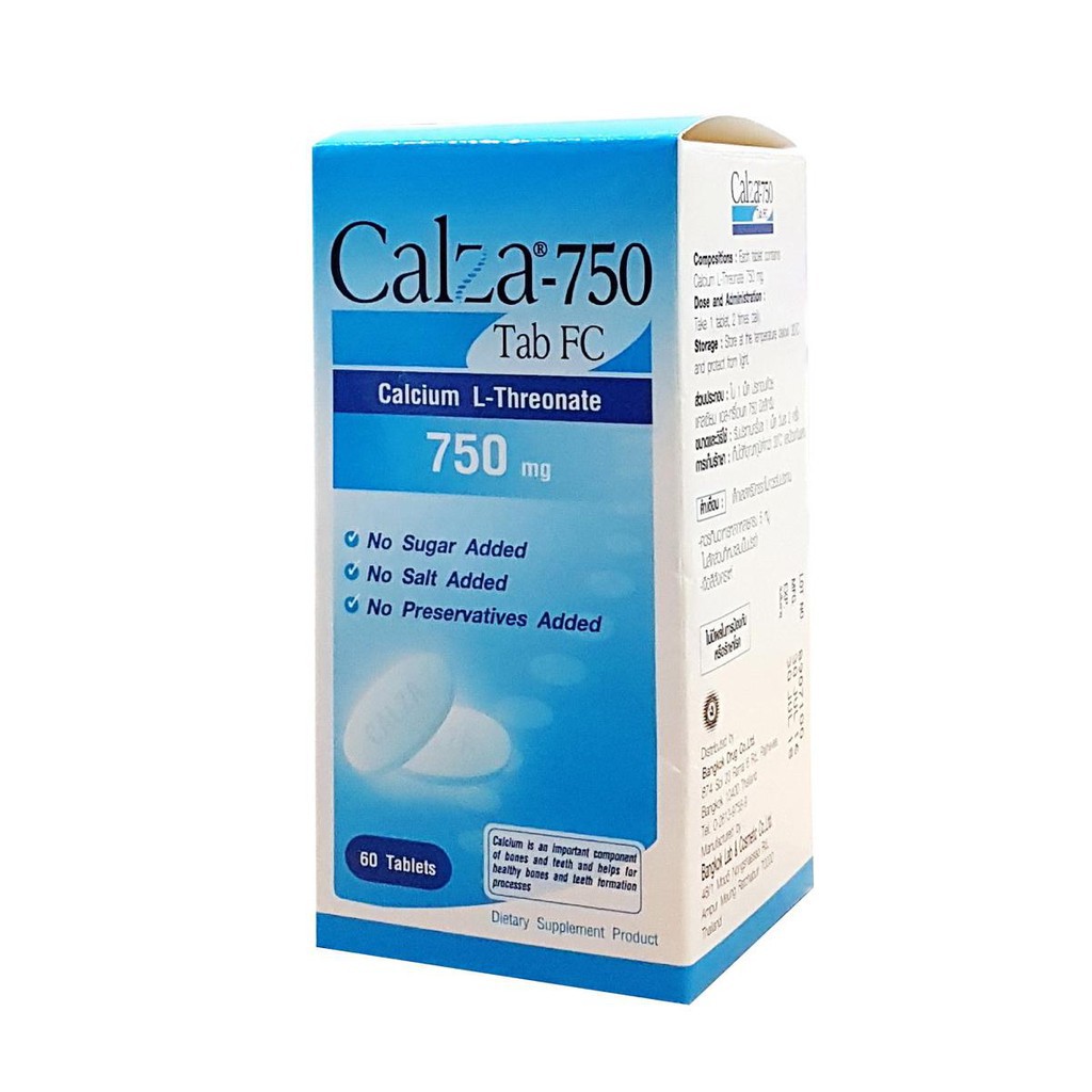 Calza-750 Tab FC 60tab Calcium L-Threonate 750 Mg 60 เม็ด | Shopee Thailand