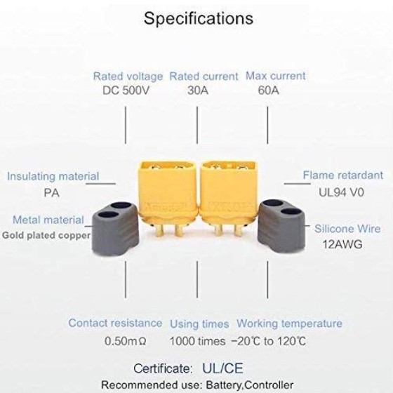 หัว XT60 XT60-H ขั้วต่อ RC แบตเตอรี่ connector terminal - 3singservice ...