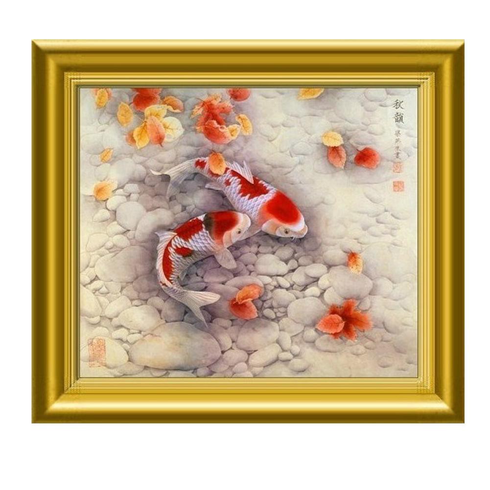 ACT 5D DIY Diamond Two Happy Fish Cross Stitch Painting Home Wall Decor ...