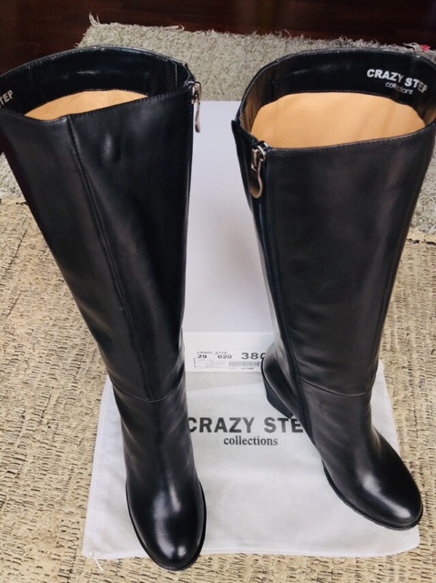 รองเท้าบูท หนังแท้ CRAZY STEP size 38 (กล่อง ป้ายครบ สภาพใหม่กริบ ...
