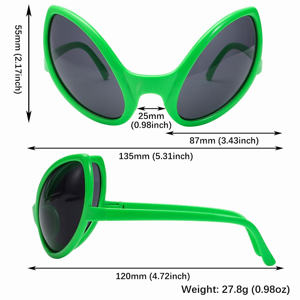 JONY Kids and Adults Green Alien Glasses Halloween Alien Sunglasses ...
