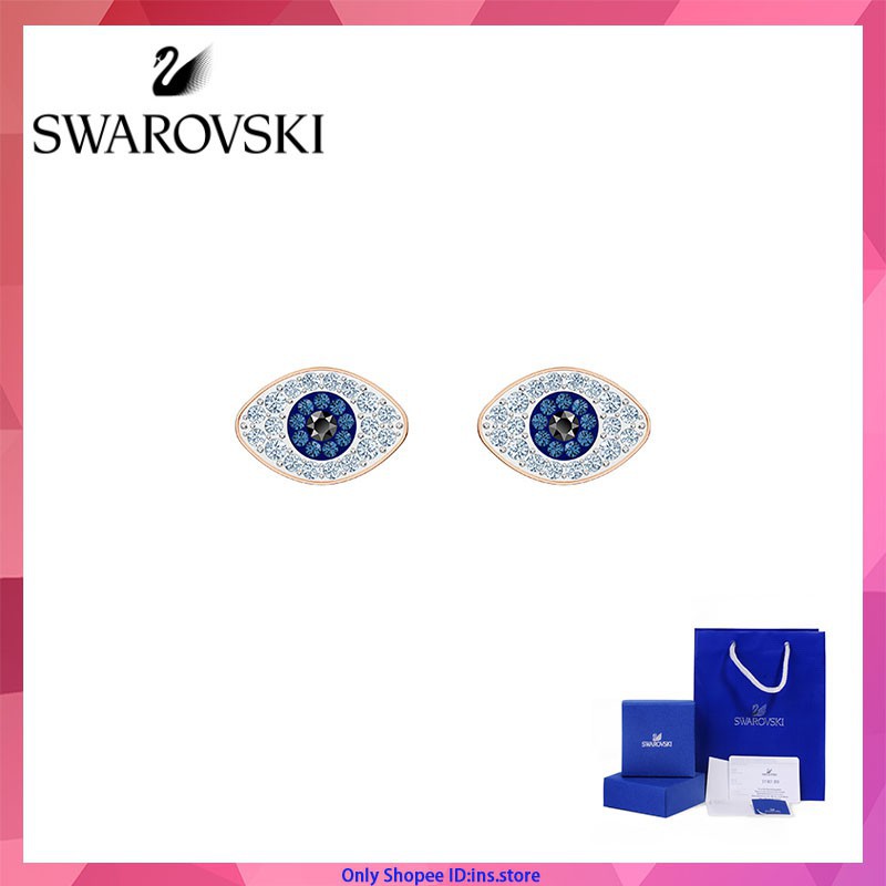 พร้อมส่ง【100%Original】Swarovski สีน้ำเงิน คริสตัล แฟชั่น ต่างหู โรสโกลด ...