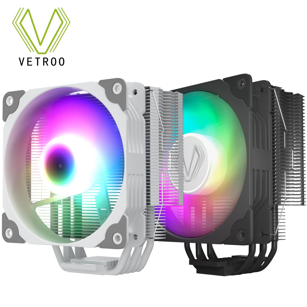 VETROO CPU Cooler Radiator 5 Heat Pipes 120mm PWM ARGB Cooling Fan For ...