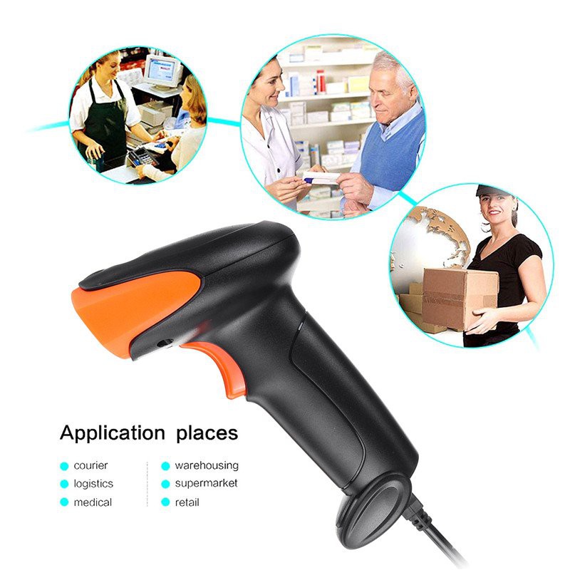 1D/2D Barcode Scanner Portable 2.4G USB Wireless Handheld Laser Light ...