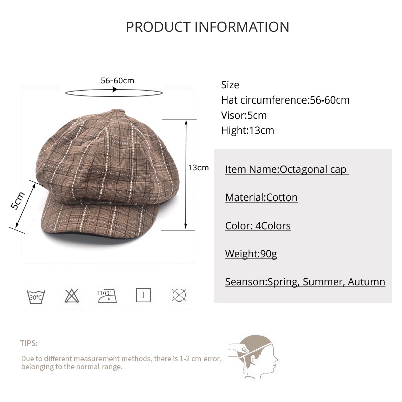 2020 New Gatsby Octagonal Beret Hat Men39s Ladies Hat Tweed Black And ...
