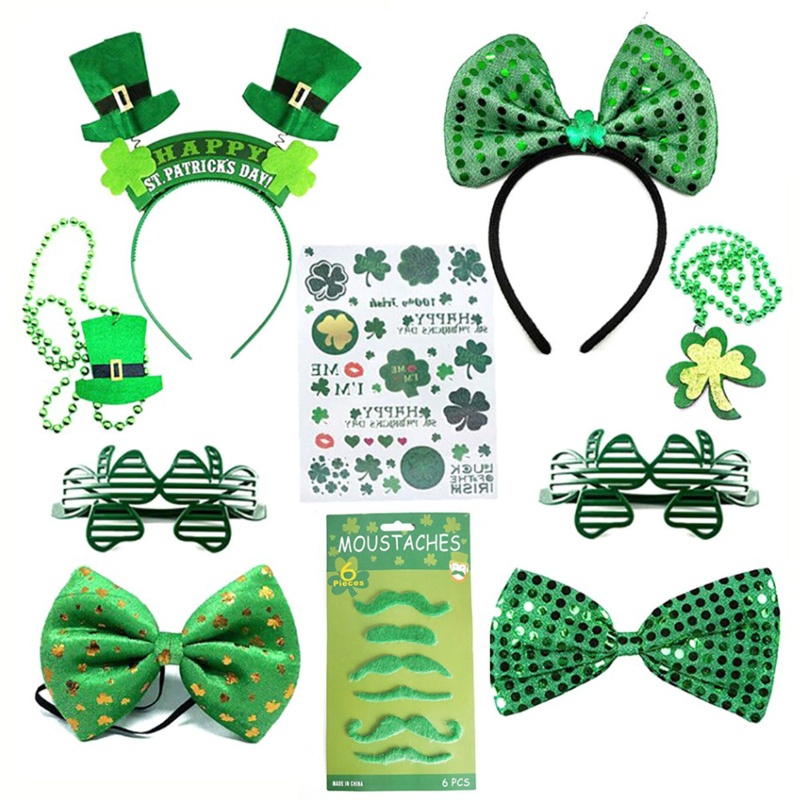 Wmmb Irish Saint Patricks Day ชุดเครื่องแต่งกายแว่นตาสติ๊กเกอร์สายโซ่สําหรับตกแต่งแว่นตา ...