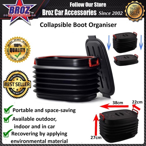 Black Car Boot Organiser Collapsible Storage Box Foldable Container ...