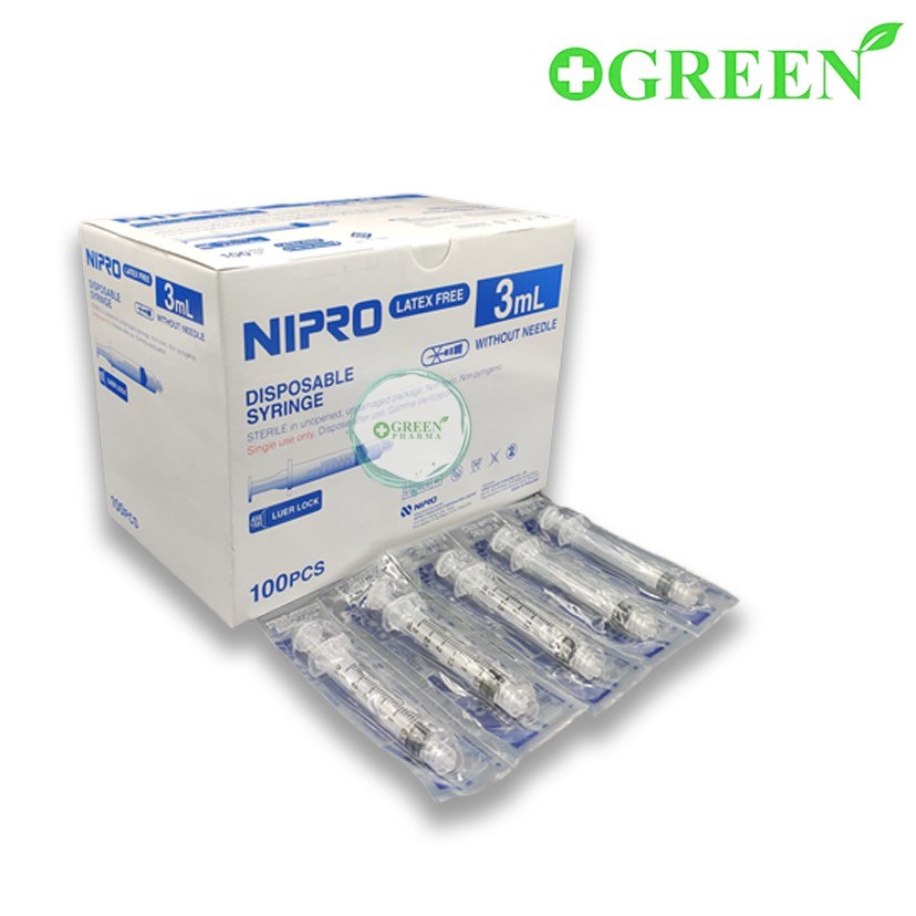 NIPRO Syringe ไซริ้ง 3 ml. หัวล็อค 1 กล่อง บรรจุ 100 ชิ้น (4971) | Shopee Thailand