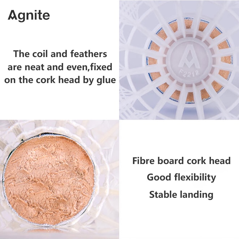 Agnite ลูกขนไก่ 1 หลอดบรรจุ 6 ลูกลูกแบดมินตัน nylon ลูกแบดพลาสติก จุก ...