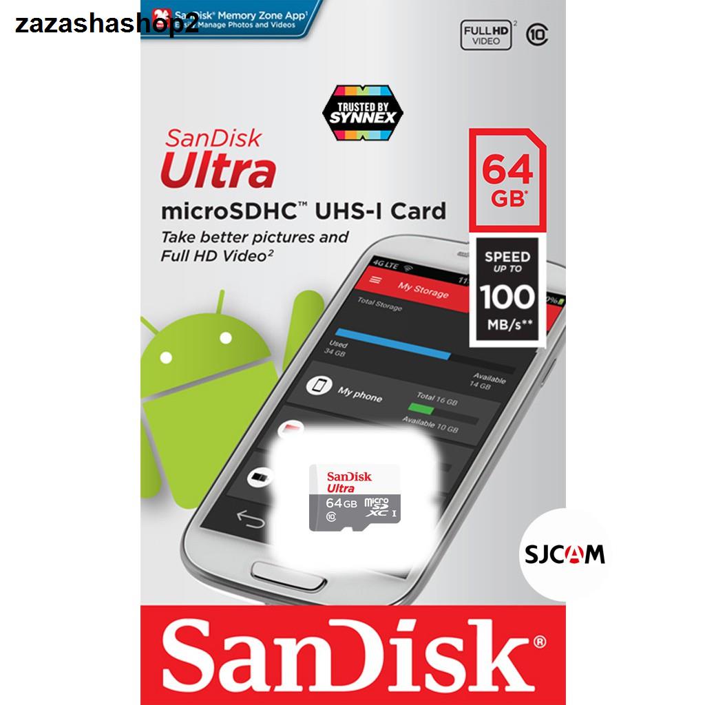จัดส่งกรุงเทพฯจัดส่งเฉพาะจุดSanDisk Ultra Micro SD Card 64GB 100mbs 533x Class10 SDXC (SDSQUNR ...