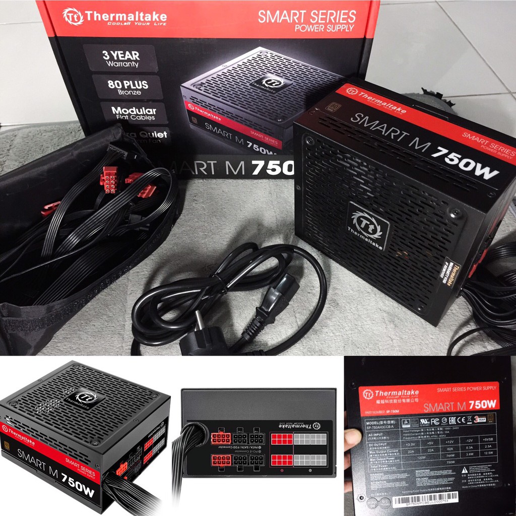 (ประกันเกือบ2ปี)THERMALTAKE 750W SMART MODULAR (80+ BRONZE) POWER ...