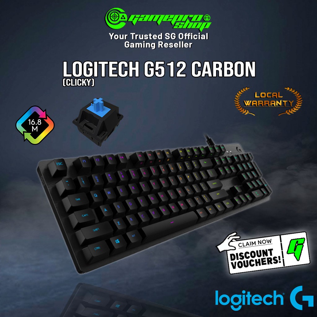 Logitech G512 Carbon (Tactile/Linear/Gx Blue) RGB Mechanical Gaming ...