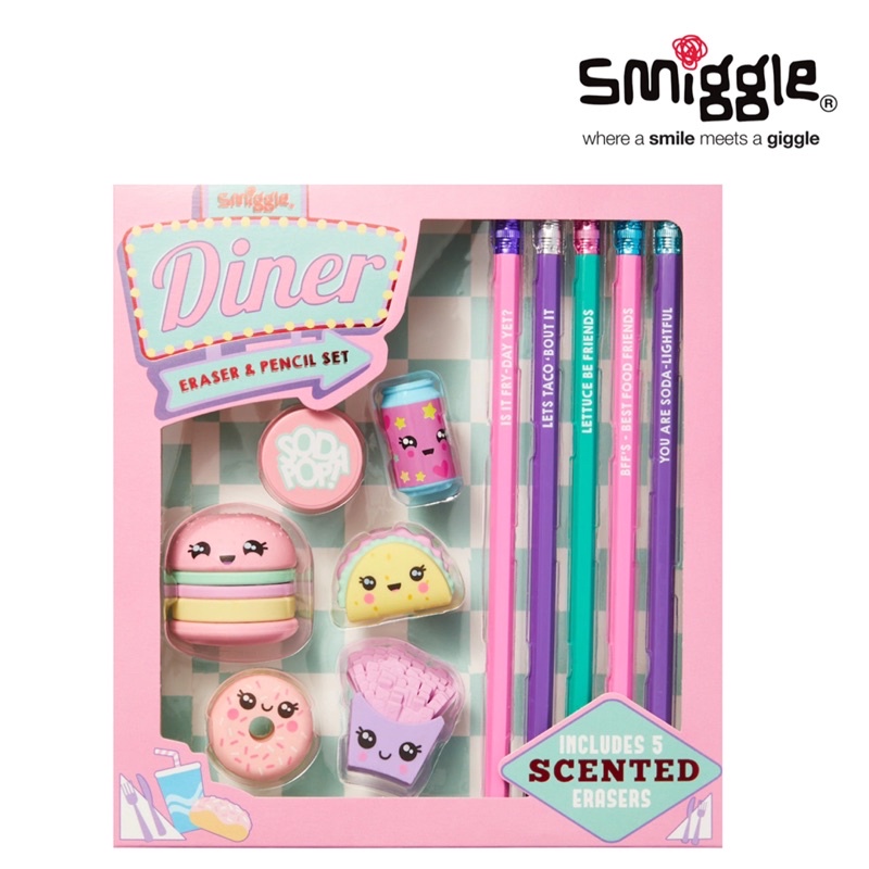 smiggle สมิกเกอร์ pencil writing set เซ็ทดินสอไม้ ยางลบ จ่ายปลายทางได้ ...