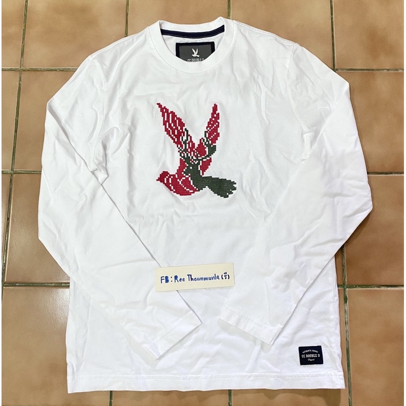 เสื้อแขนยาวสีขาวแบรนด์CCOOแท้ลดราคาลวดลายcrossstitchที่ออกแบบมาแบบลงตัว ...