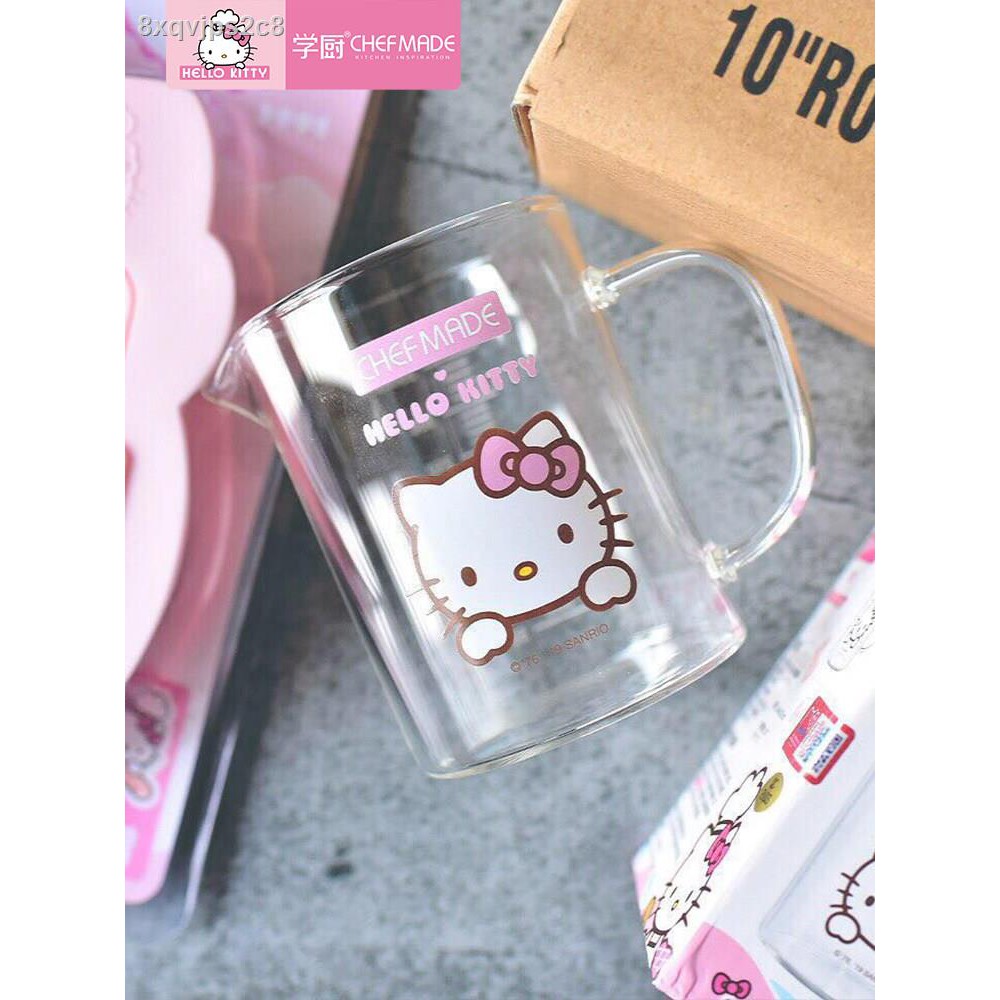 ℗Learning Kitchen KT (Hello Kitty) ของแท้หนาทนอุณหภูมิสูงแก้วตวงถ้วยเครื่องมืออบในครัวเรือน ...