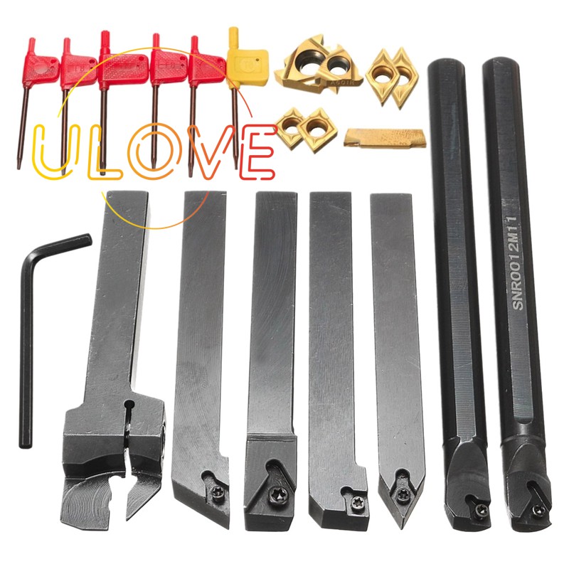 12Mm 21Pcs/Set Shank Lathe Turning Tool Holder Boring Bar +Insert ...