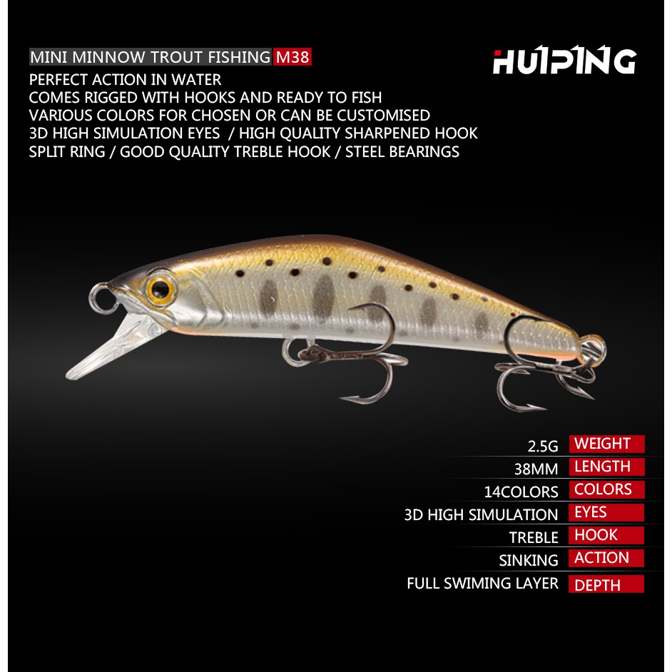 เหยื่อปลอม สำหรับตกปลา ขนาดเล็ก ขนาด 38 มม. 2.5 กรัม boAq - d32ahhkoga ...