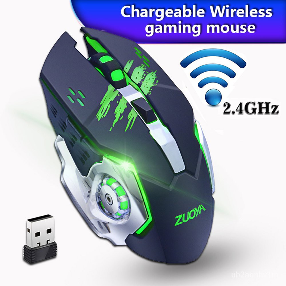 ZUOYA Silent Gaming Wireless Mouse 2.4GHz 2000DPI Rechargeable Wireless ...