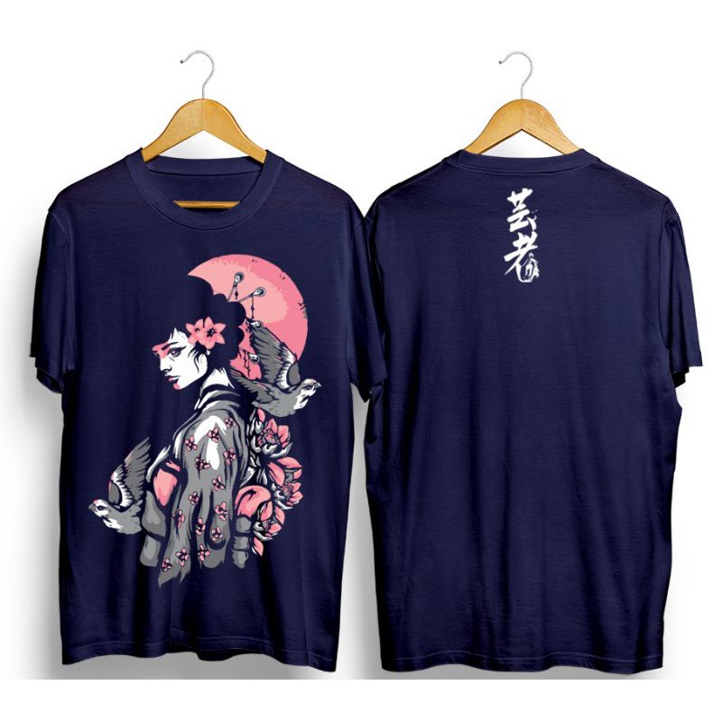 เสื้อยืดเสื้อยืดพิมพ์ลาย DISTRO Guys GEISHA BURING NEVY แฟชั่นสตรี ...
