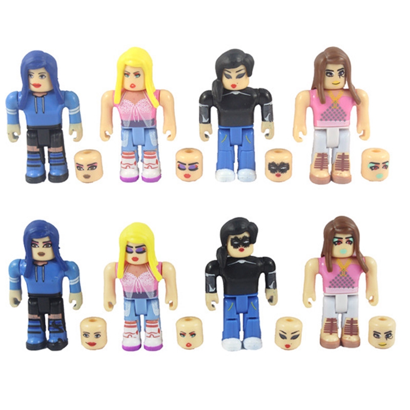 Cartoon Roblox Building Blocks 4 Figures + Wepons Salon Playset Dolls ...