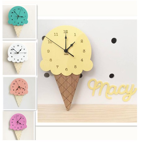 Nordic Ice Cream Wall Clocks Cartoon Mute Watch Wall Home Decor Kids ...