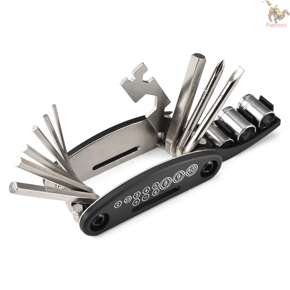 FUN.T Bicycle Repair Tool Kit 16 in 1 Multifunction Bike Fix Tools with ...