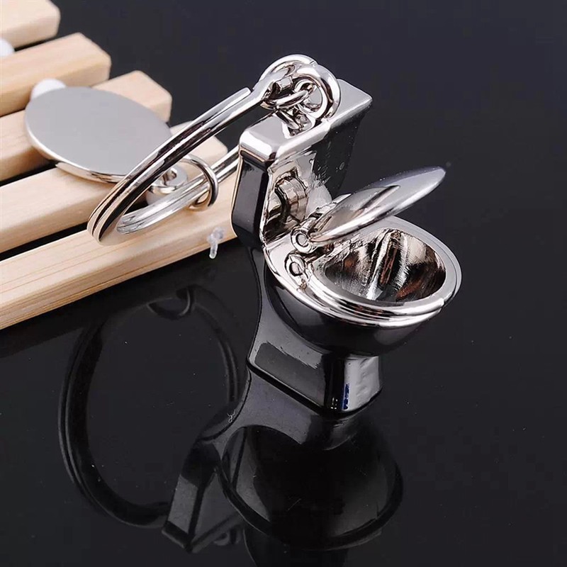 Key Ring Keyfob Keychains Gift Creative Toilet Lovely Keyrings Silver ...